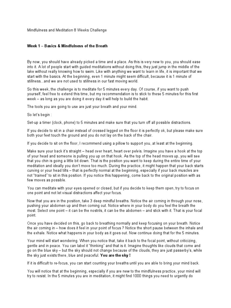 Week 1 - Basics & Mindfulness of The Breath | PDF | Breathing | Meditation