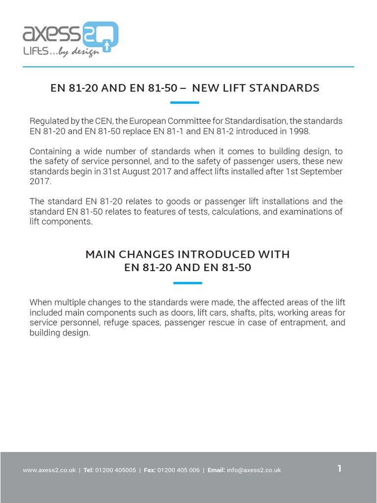 New Lift Standards EN 81-20 and EN 81-50 Tighten Safety Rules | PDF | Elevator | Door