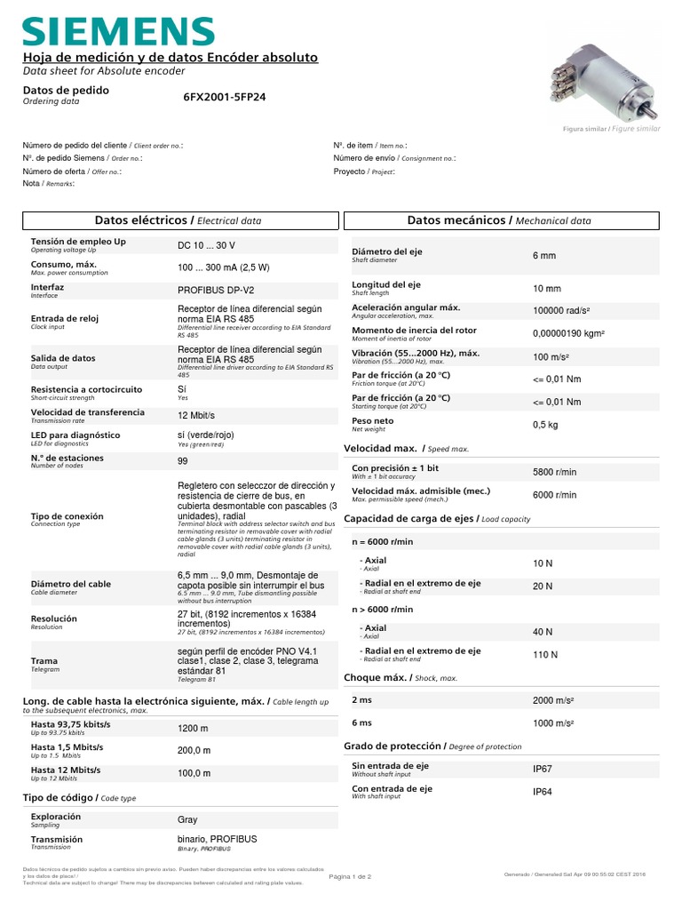 ENCODER 6FX2001-5FP24 - Datasheet - Es - en | PDF | Electromagnetismo ...