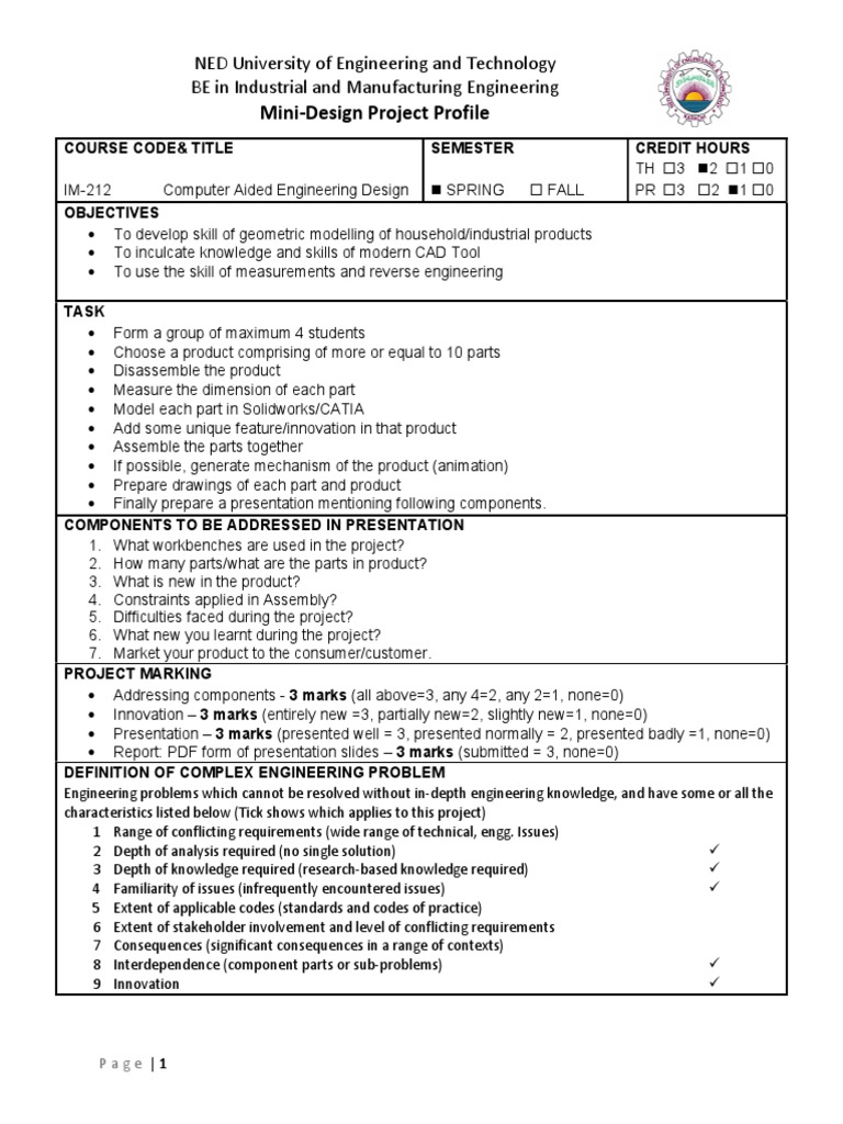 CAD Design Project Guidelines for Students | PDF | Engineering | Innovation