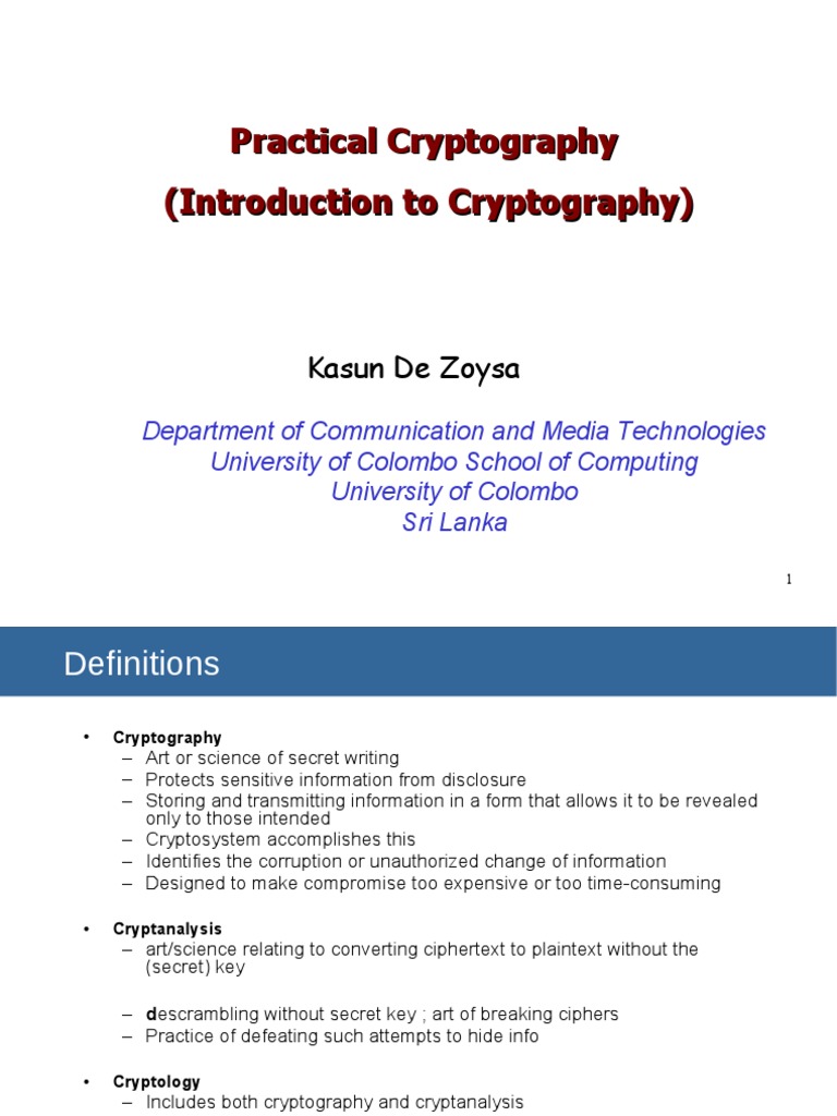 Practical Cryptography (Introduction To Cryptography) | PDF ...