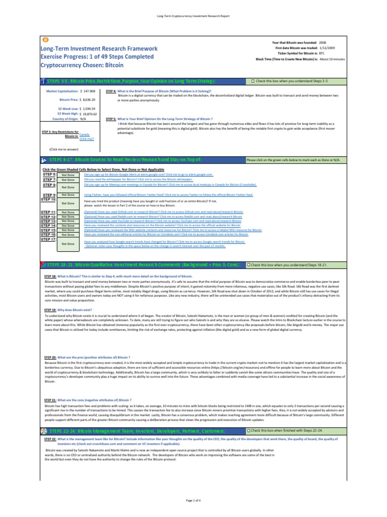 (A B) Using My Investment Framework To Analyze Bitcoin | PDF ...