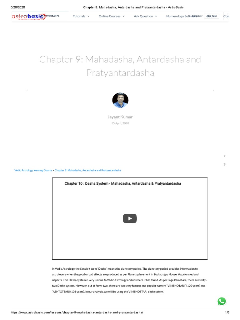 Chapter 9 - Mahadasha, Antardasha and Pratyantardasha - AstroBasic | PDF | Divination | Ancient ...