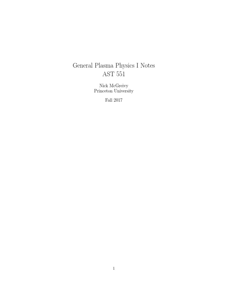 General Plasma Physics I Notes | Download Free PDF | Plasma (Physics ...