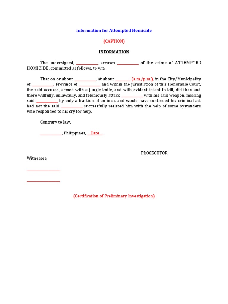 Information For Attempted Homicide | PDF