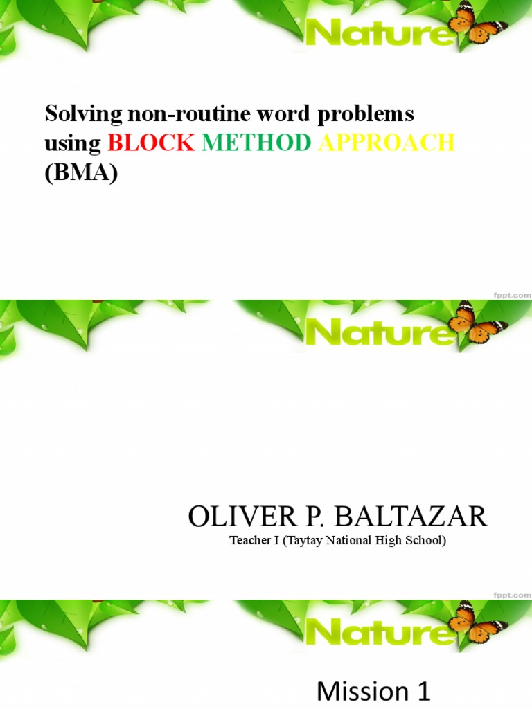 Solving Non-Routine Word Problems Using (BMA) : Block | PDF ...