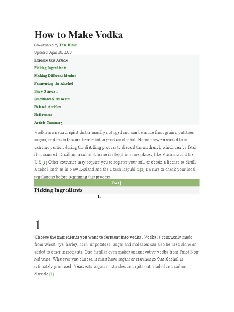 How To Make Vodka | PDF | Brewing | Malt