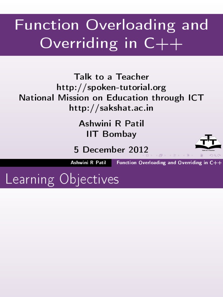 Function Overloading and Overriding in C++: March 22, 2013 | PDF ... Function Overloading and Overriding in C++: March 22, 2013 | PDF ...