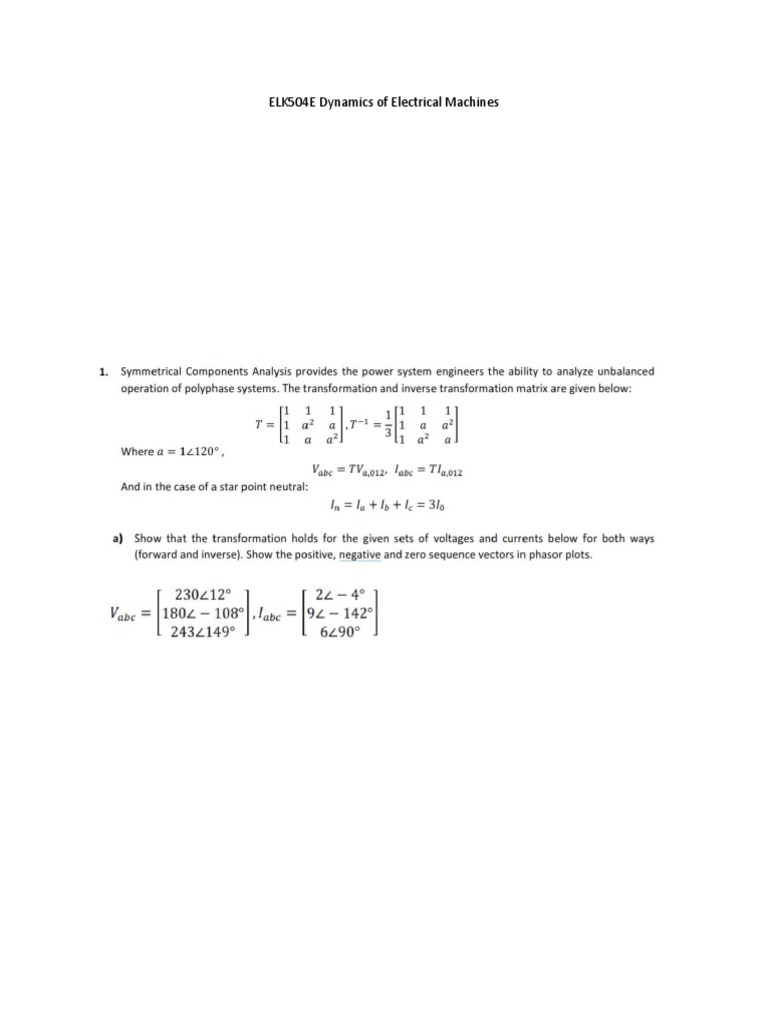 ELK504E Dynamics of Electrical Machines | Download Free PDF | Electric ...