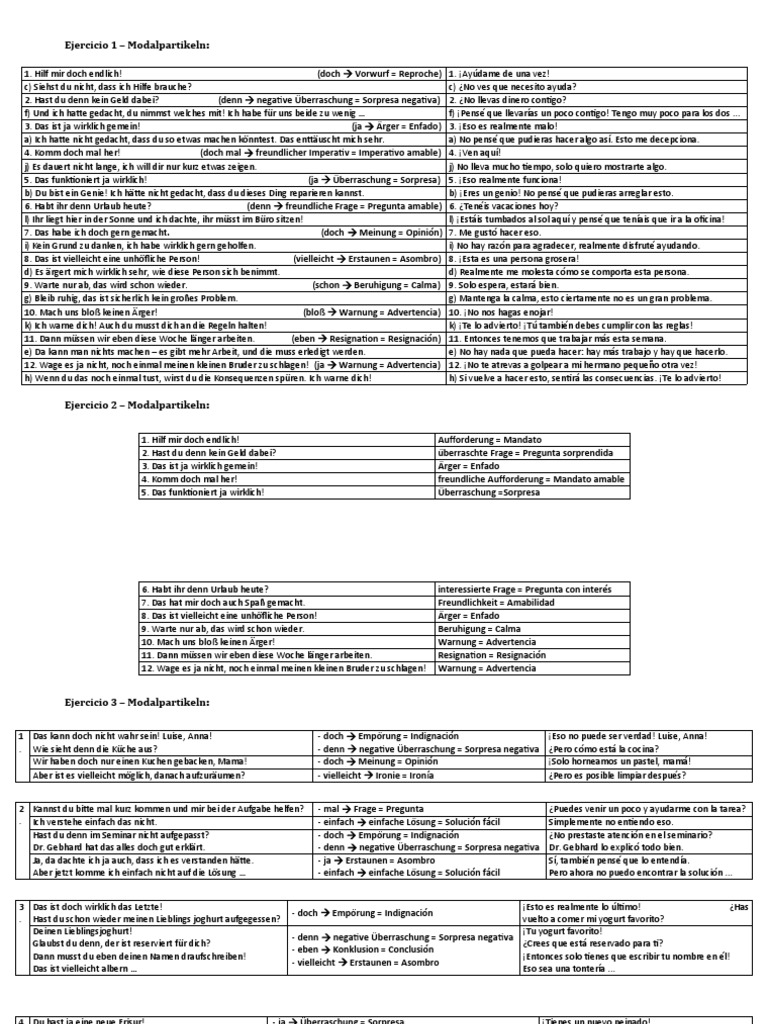 Modalpartikeln Ejercicios | PDF