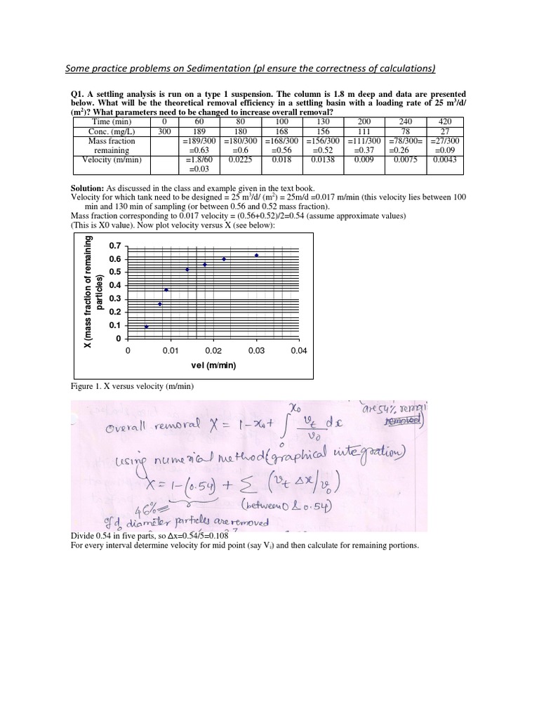 Sedimentation Practice Problems and Analysis | PDF | Chemistry ...