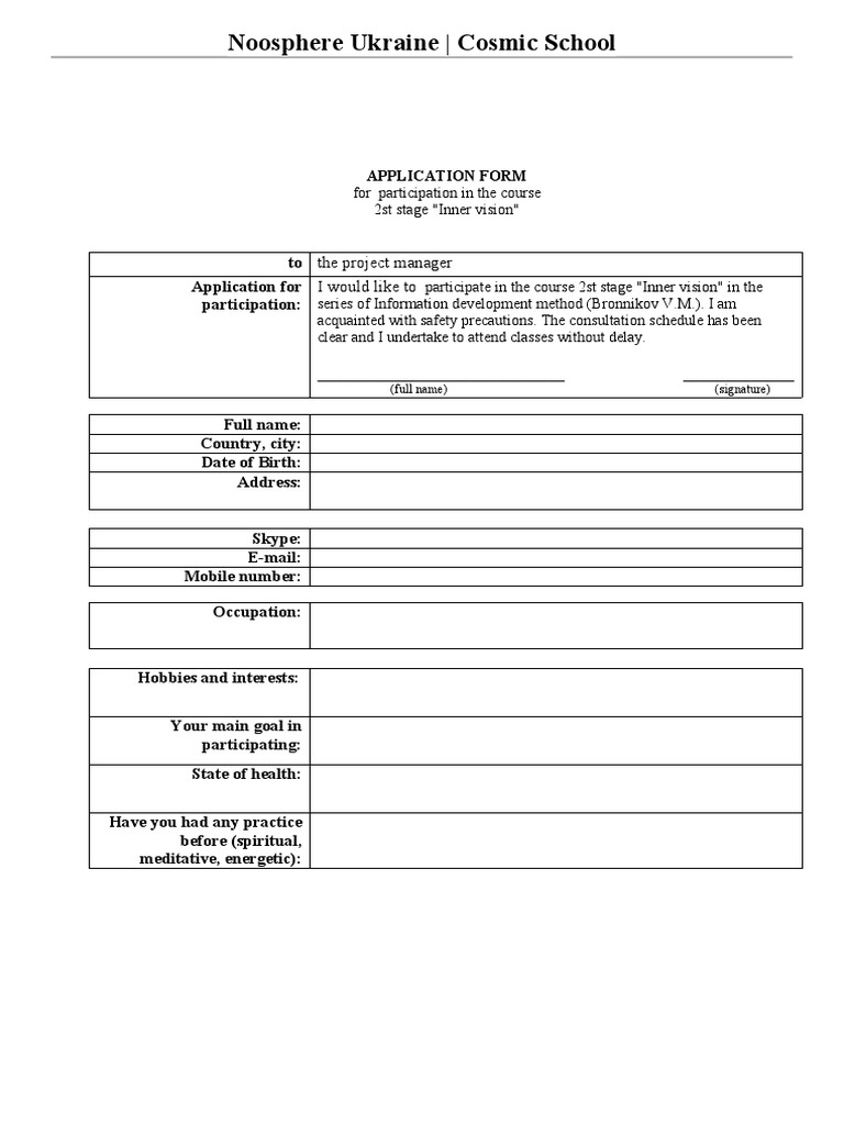 APPLICATION FORM 2 Stage | PDF