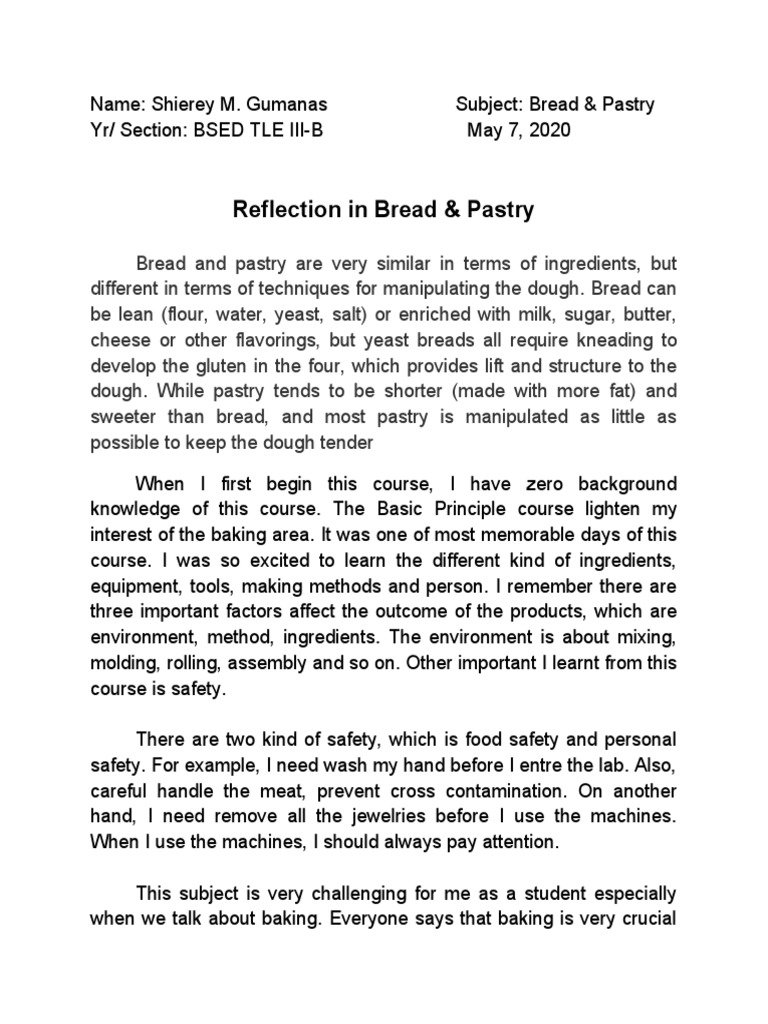 Reflection in Bread & Pastry | PDF | Dough | Breads