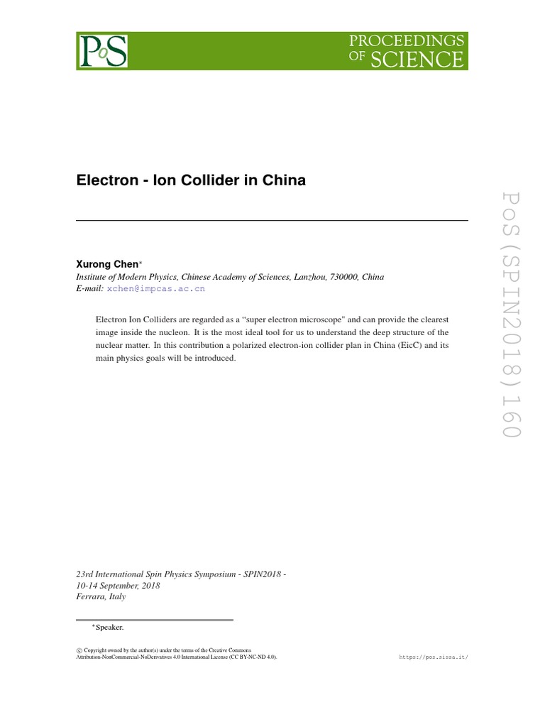 Electron-Ion Collider in China | PDF | Hadron | Quark
