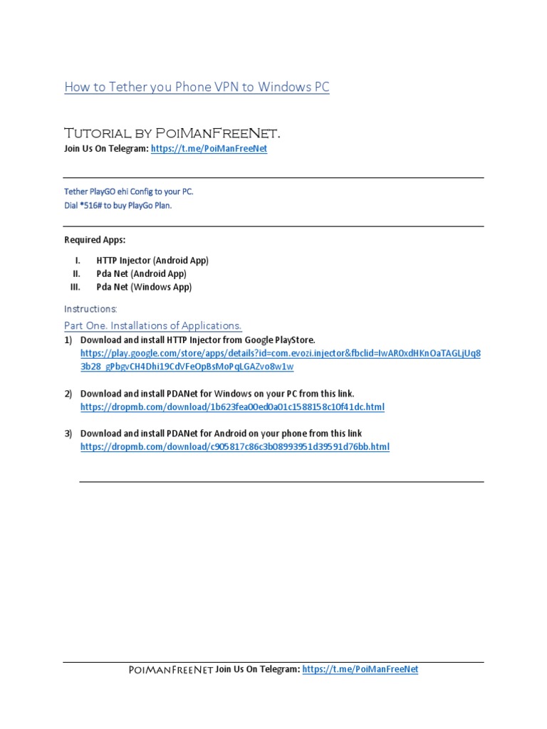 How To Tether You Phone VPN To Windows PC | PDF