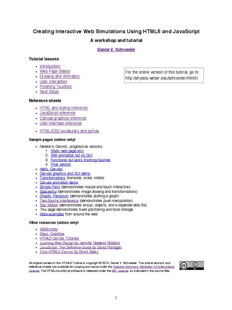 Creating Interactive Web Simulations Using Html5 And Javascript Pdf Html Html Element