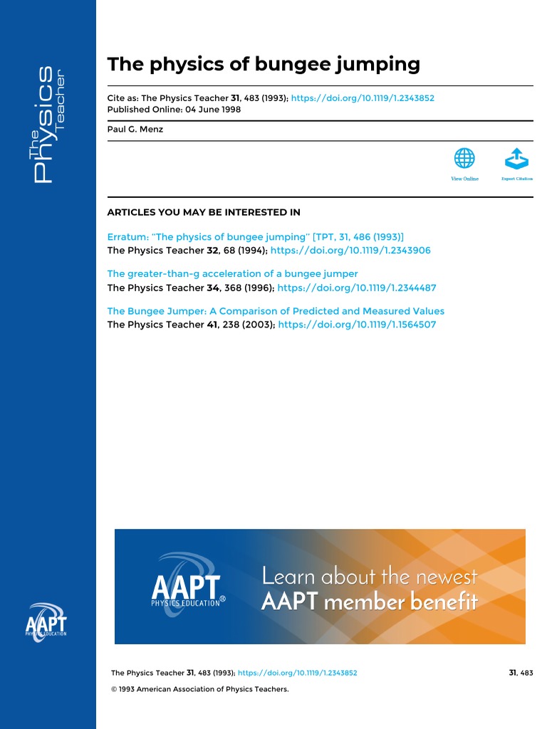 The Physics of Bungee Jumping - 1.2343852 | PDF