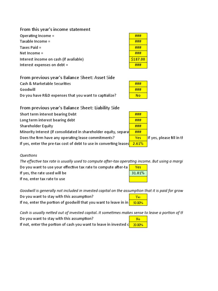 From This Year's Income Statement | PDF | Book Value | Tax Rate