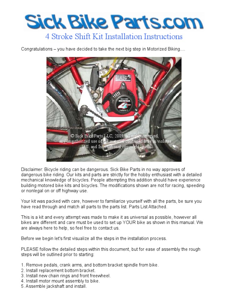 4 Stroke Shift Kit Installation Instructions | PDF | Screw | Nut (Hardware)