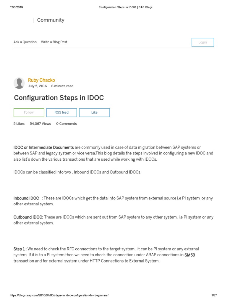 Configuration Steps in IDOC - SAP Blogs | Download Free PDF | Subroutine | Computer Programming