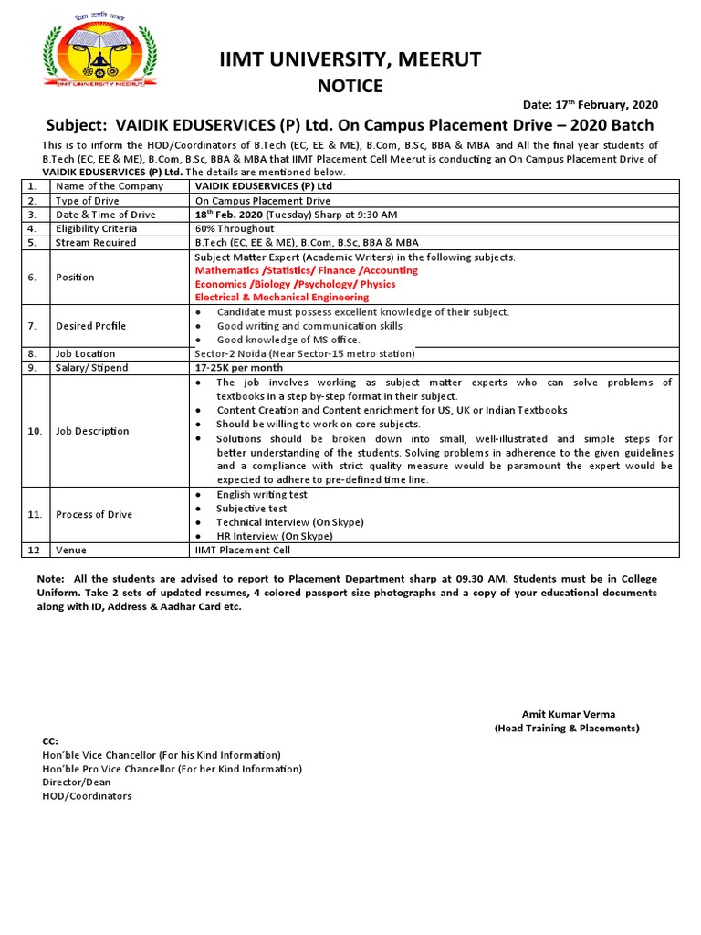 ON VAIDIK EDUSERVICES 18th Feb 2020 | PDF | Master Of Business ...