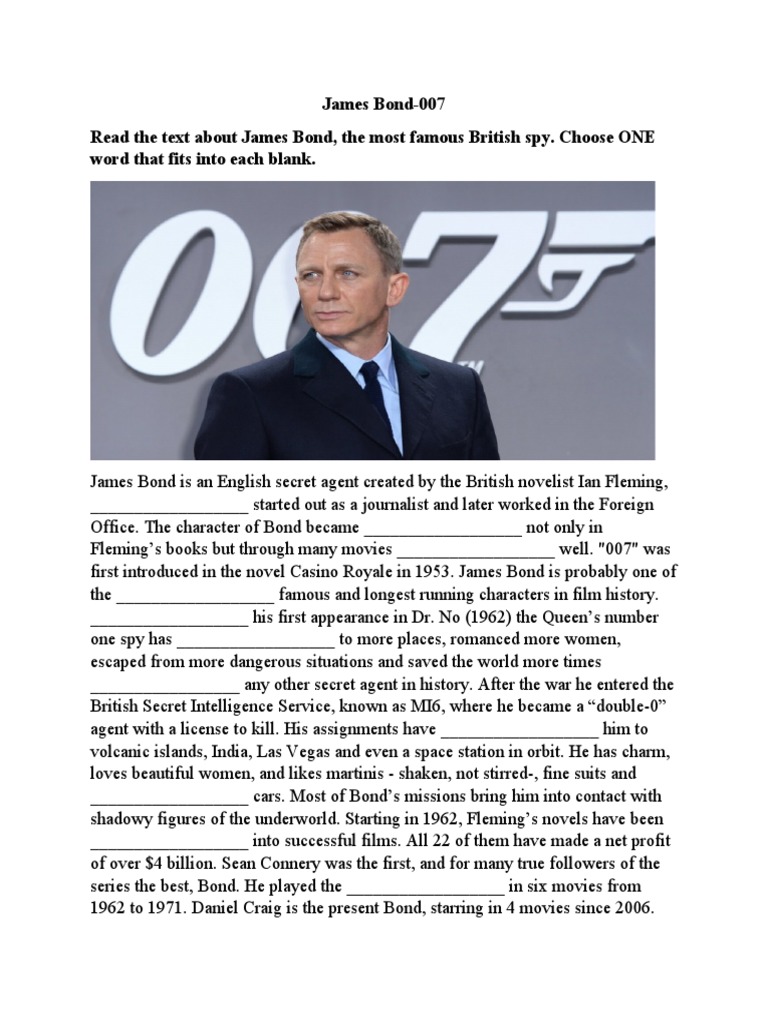 Open Cloze-James Bond 007 | PDF | James Bond