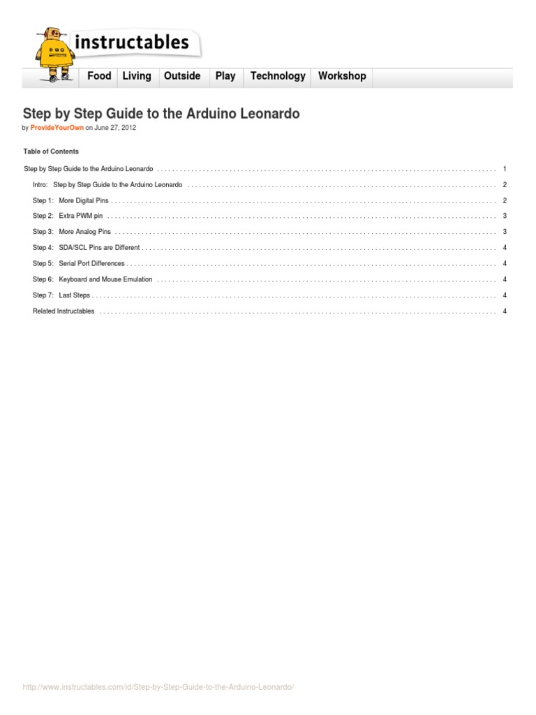 Step By Step Guide To The Arduino Leonardo Pdf Arduino 6129