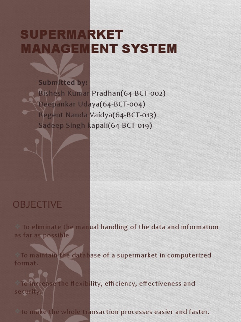 Supermarket Management System: Submitted by | PDF | Database ...