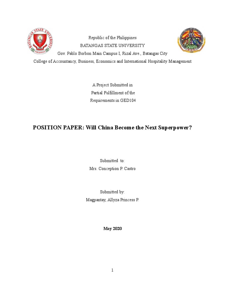 Position Paper | PDF | Superpowers | China