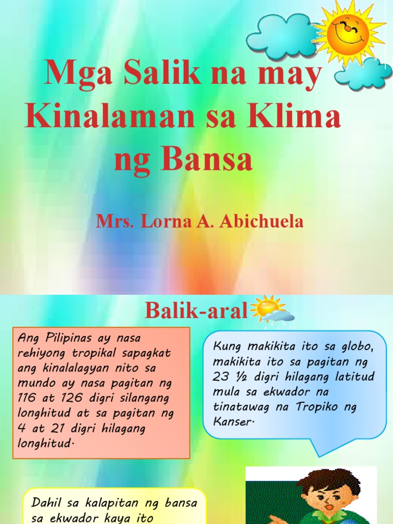 AP Aralin 5 Mga Salik Na May Kinalaman Sa Klima NG Bansa | PDF