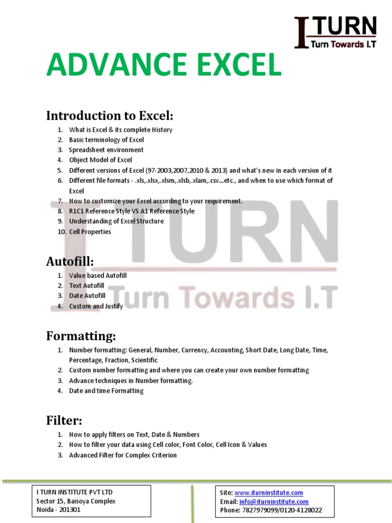 Ms Excel Syllabus PDF | PDF | Microsoft Excel | Software