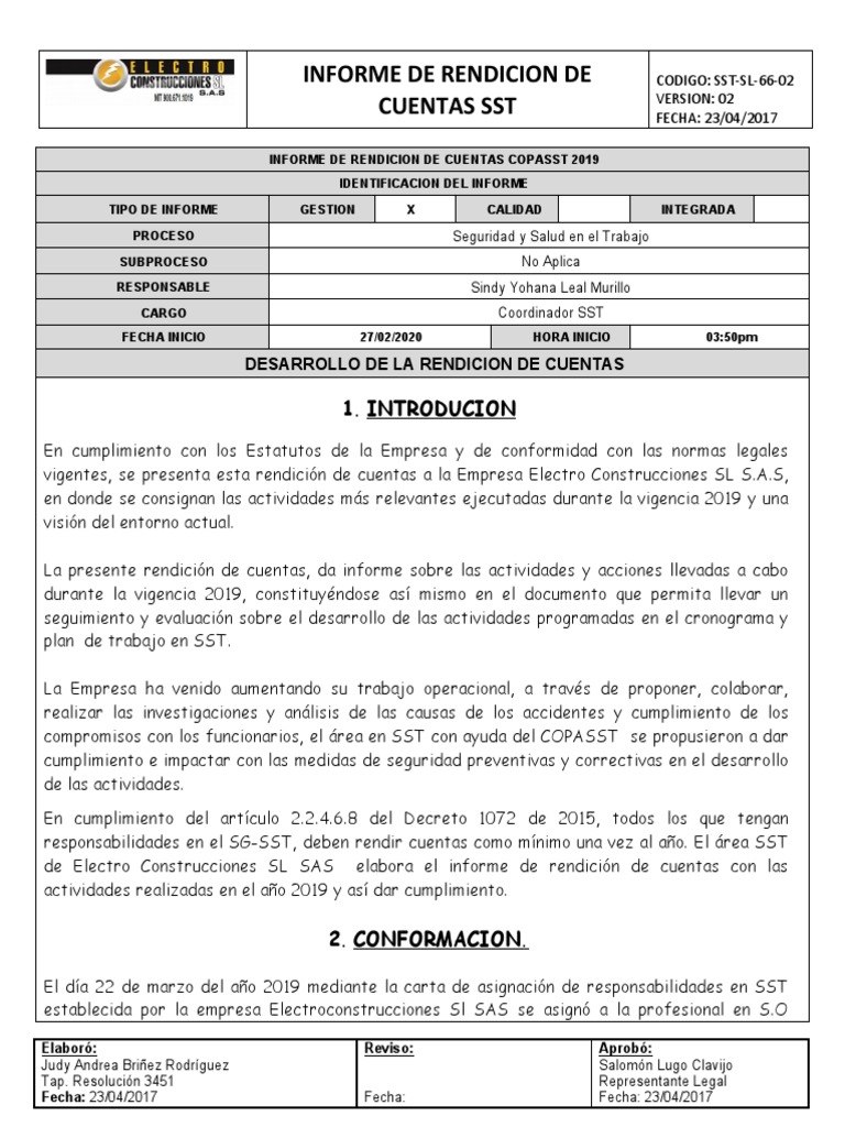 Formato de Informe Rendicion Cuentas | PDF | Responsabilidad | Business