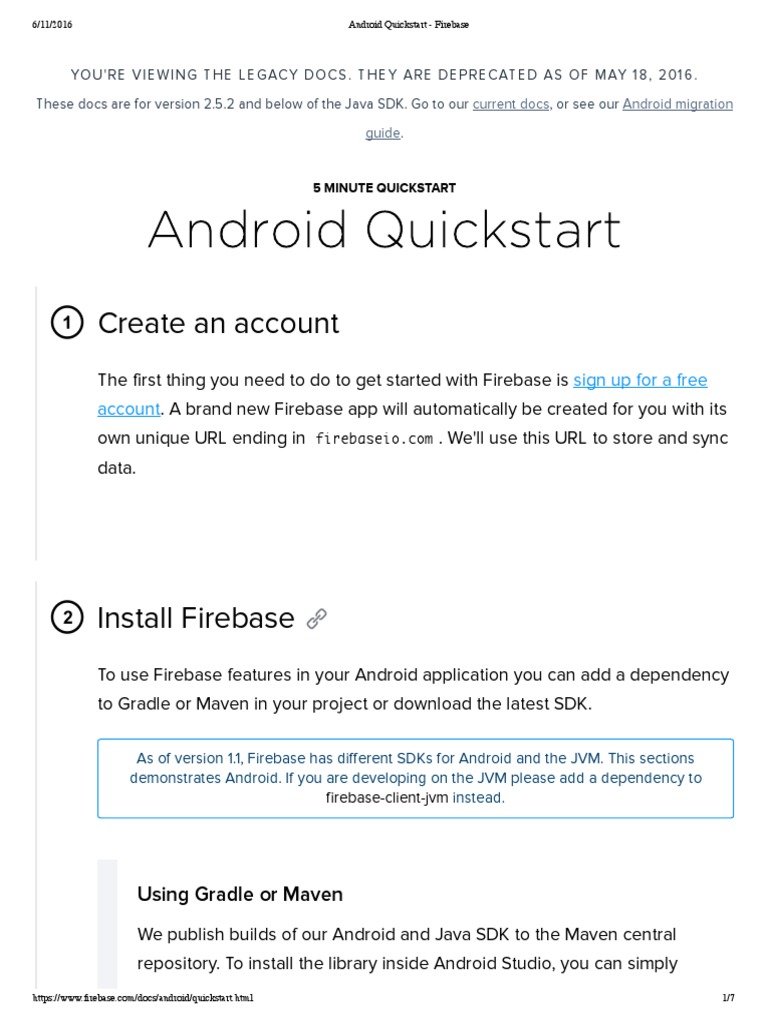 Android Quickstart Firebase | PDF | Android (Operating System ...