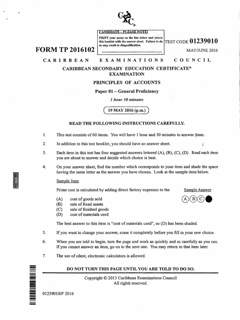 CSEC POA June 2016 P1 PDF | PDF