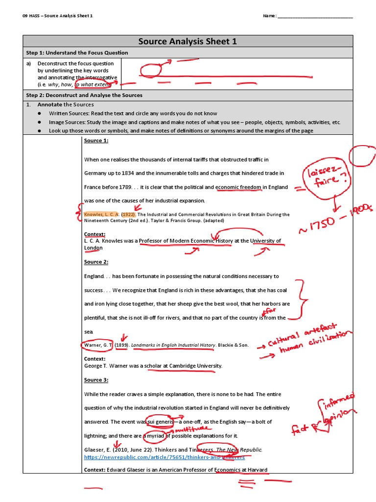 2.5 - Source Analysis Sheet 1 | PDF | Primary Sources | Question