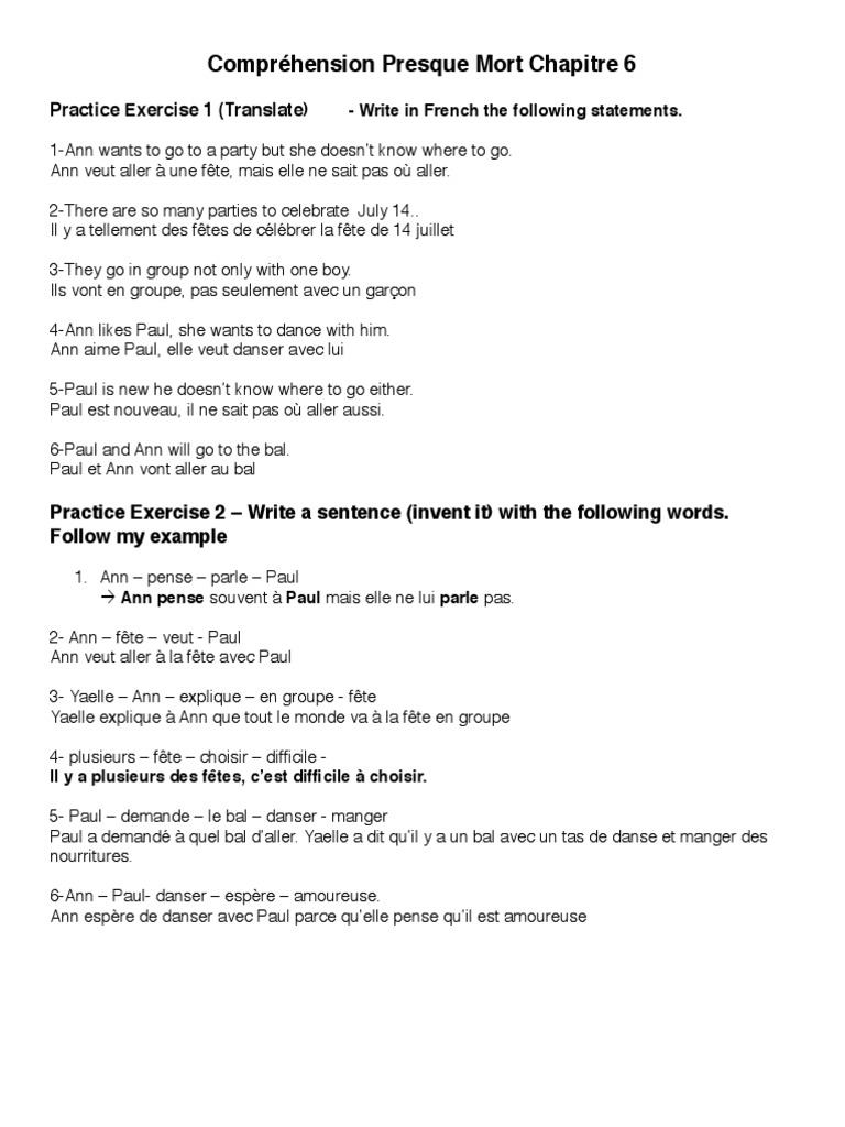 Comprehension Presque Mort Chapitre 6 | PDF | Divertissement (Général)