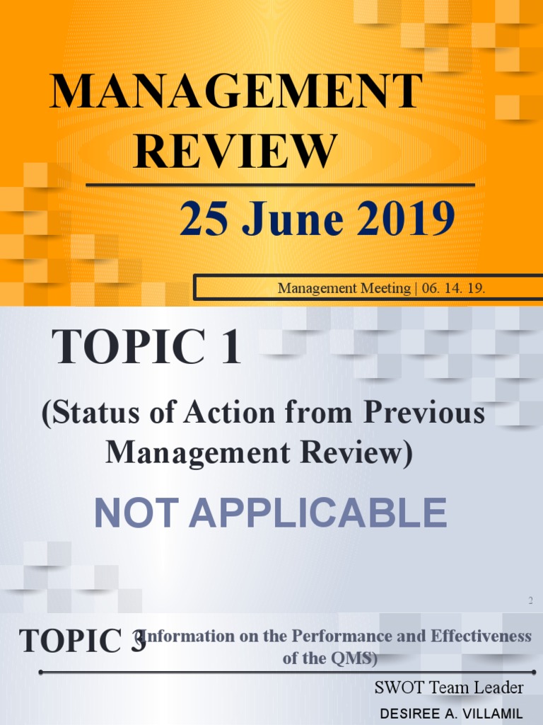 Management Review Summary and Action Plans | PDF | Audit | Swot Analysis