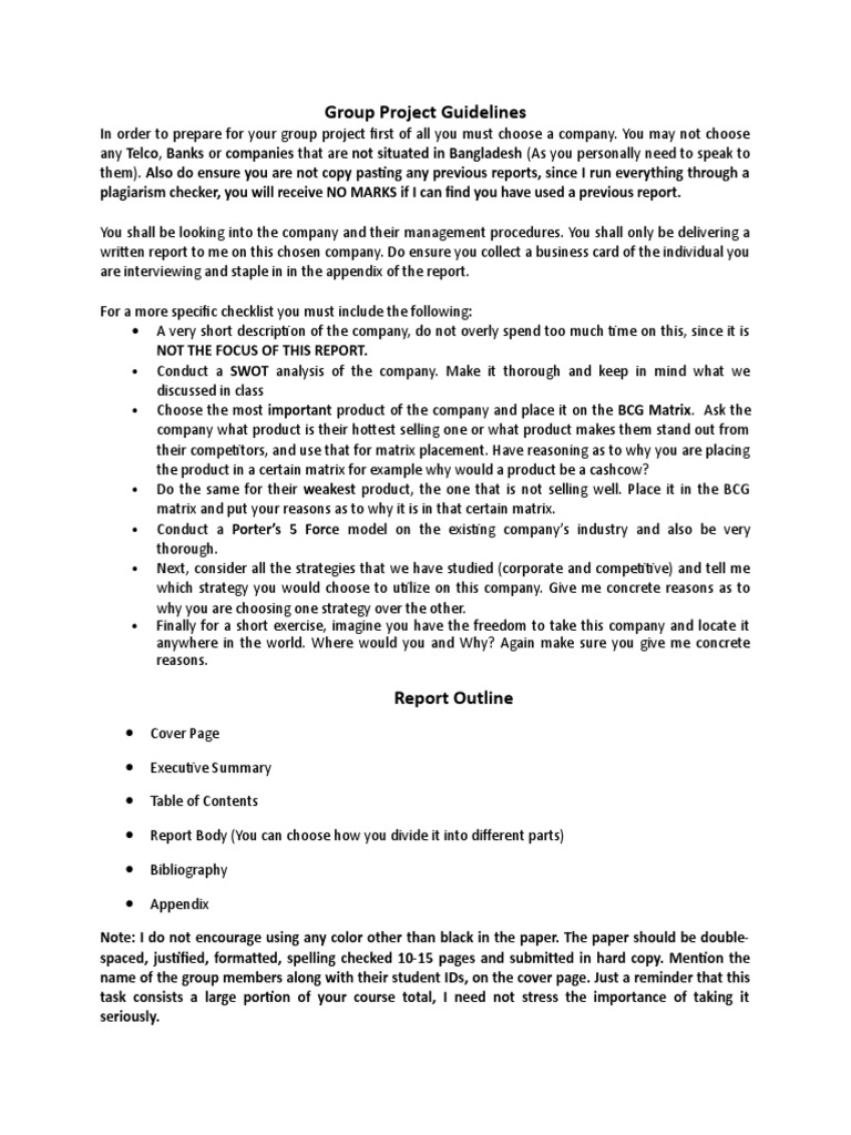 Fall 19 - MGT 212 Group Project Guidelines | PDF | Business