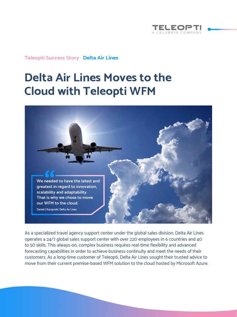 Delta Air Lines Moves To The Cloud With Teleopti WFM | PDF | Cloud ...
