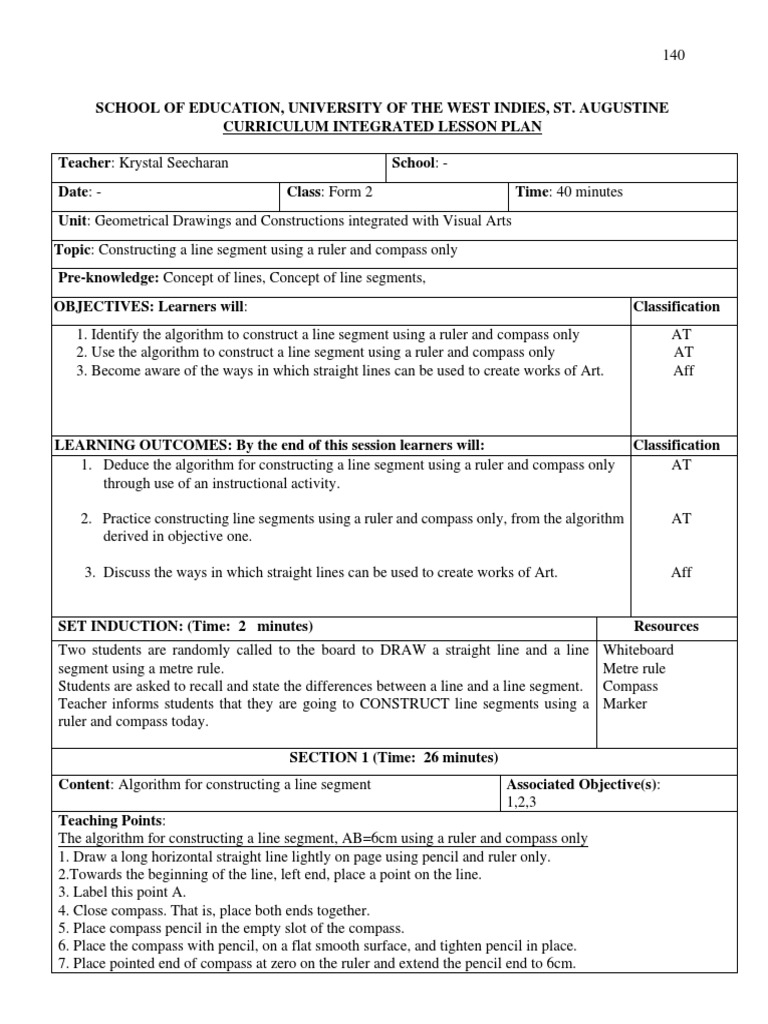 Lesson Plan For Integrated Curriculum | PDF | Lesson Plan | Education ...