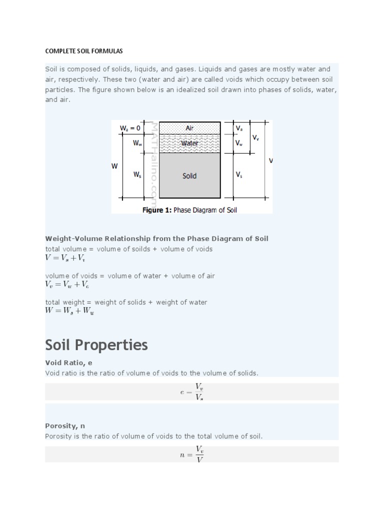 Soil Formulas | PDF | Porosity | Soil