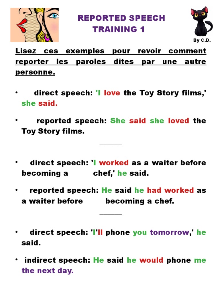 Reported Speech Training Guide | PDF | Grammar | Language Mechanics