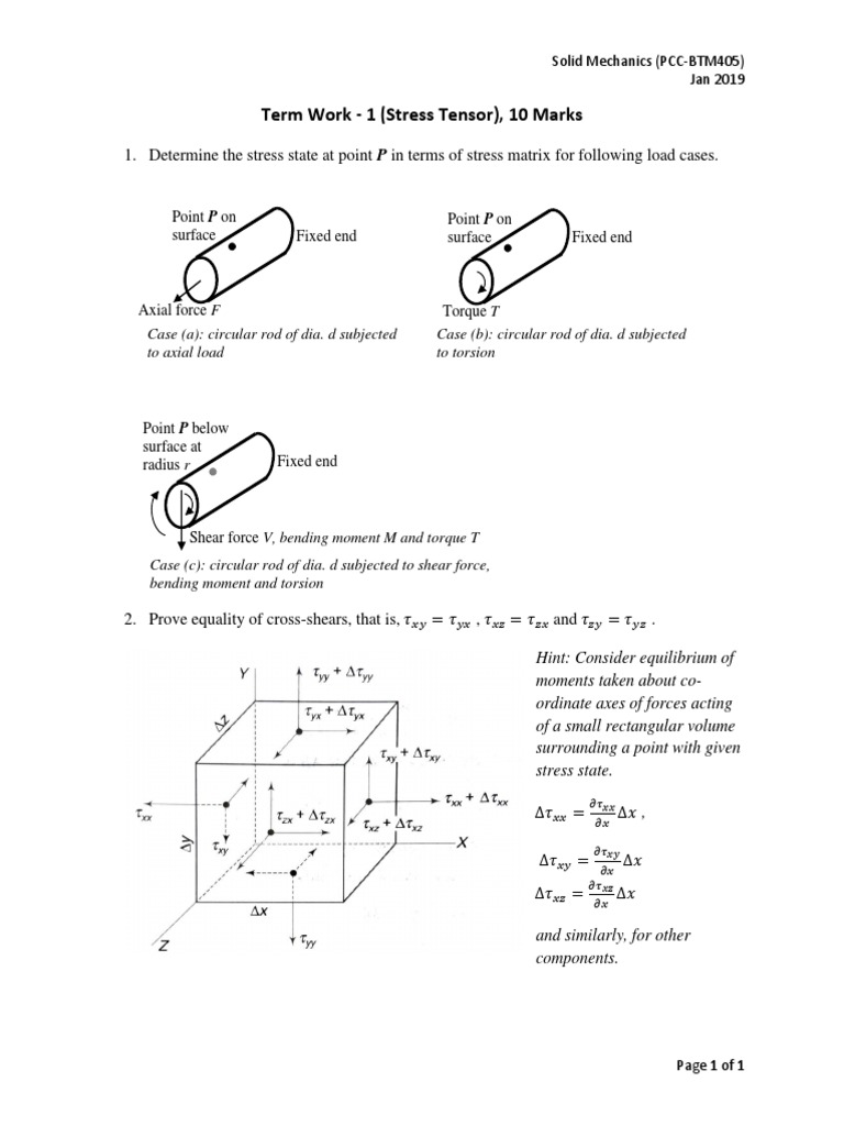 Stress Tensor Analysis in Solid Mechanics | PDF | Stress (Mechanics ...