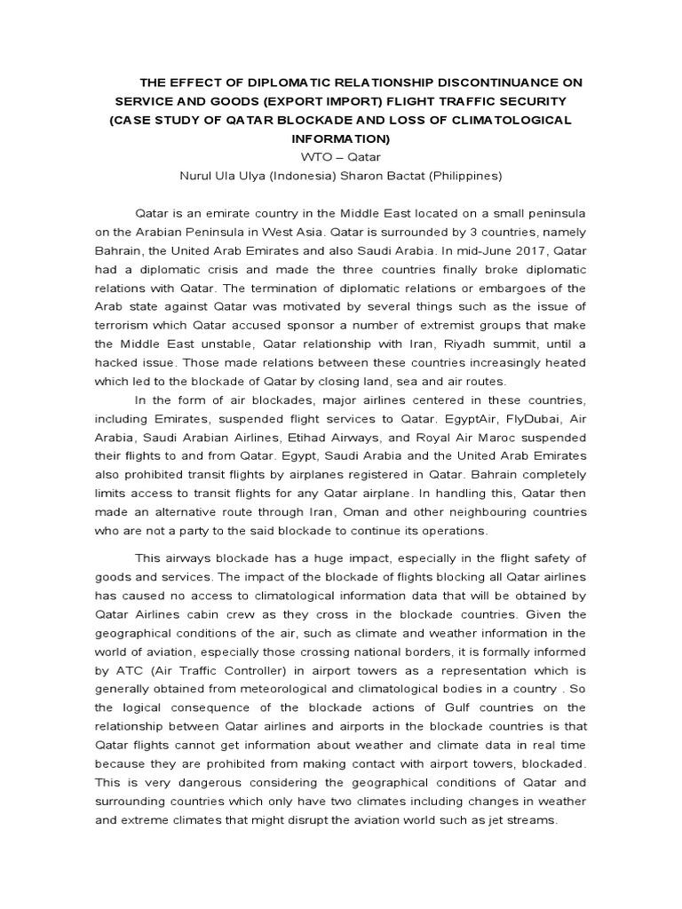 Awmun - Position Paper - Wto - Qatar | PDF | Air Traffic Control | Qatar