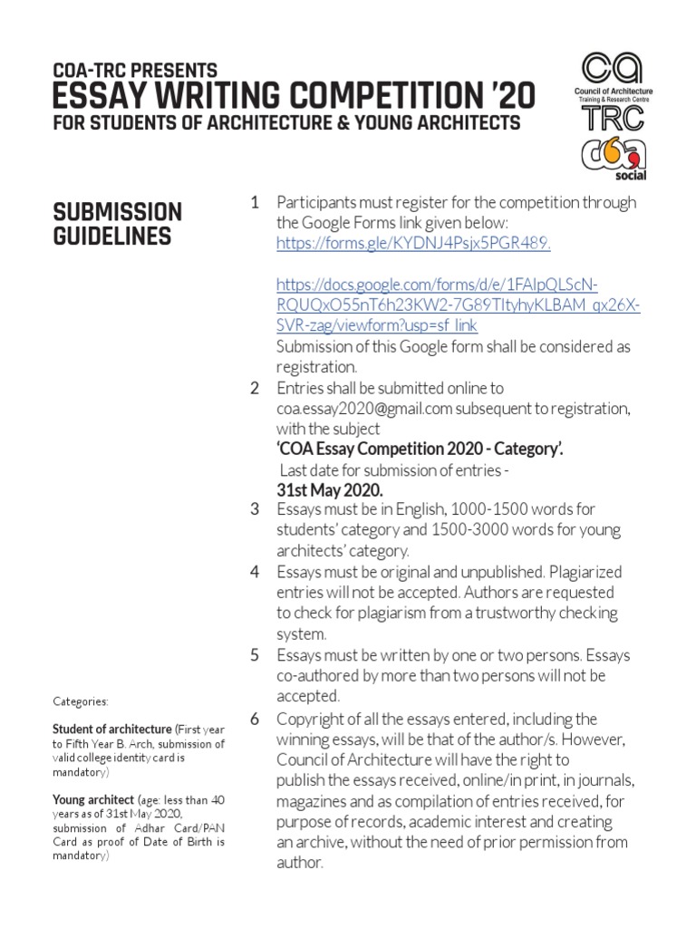 Coa - Essay Writing - Guidelines - Revised | Download Free PDF | Essays ...