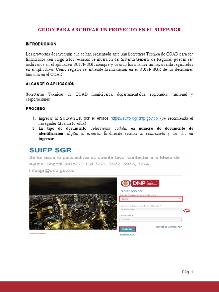 Cómo archivar proyectos en SUIFP-SGR | PDF