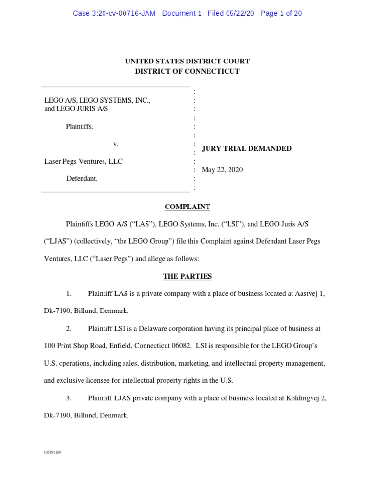 LEGO v. Laser Pegs - Complaint | PDF | Trademark | Copyright Infringement