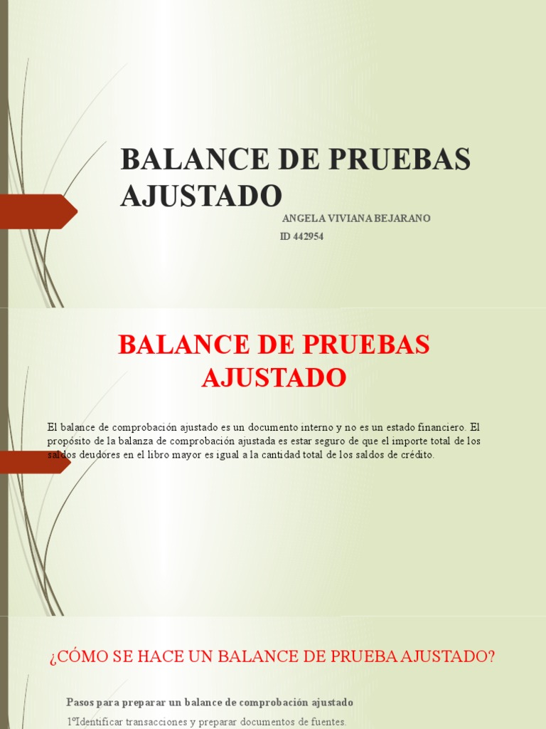 Balance de Pruebas Ajustado | PDF | Contabilidad | Servicios financieros