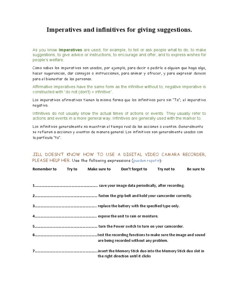 Imperatives and Infinitives | PDF