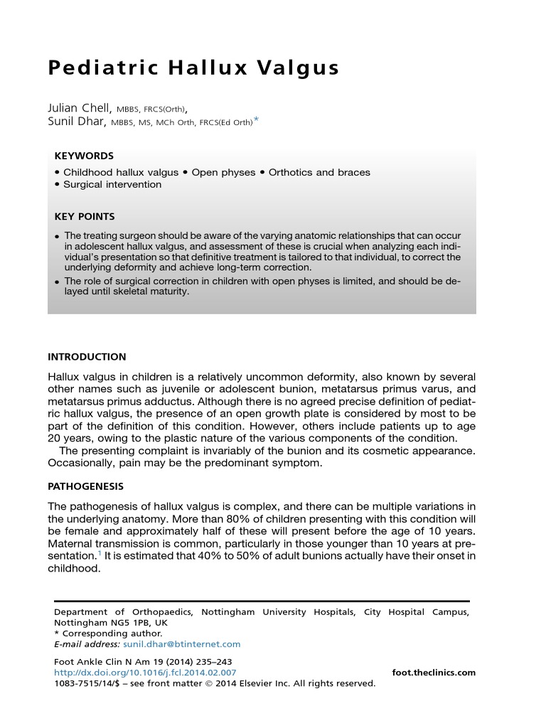 Pediatrichalluxvalgus: Julian Chell,, Sunil Dhar | PDF | Foot ...